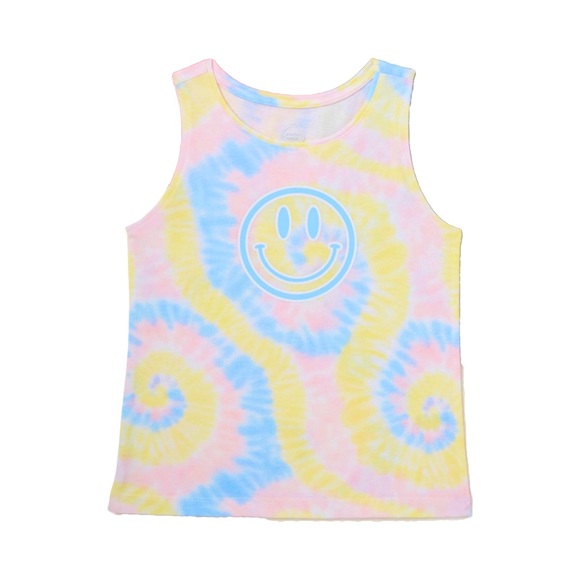 wonder nation | Shirts & Tops | Girls Pastel Tie Dye Smiley Face Tank ...